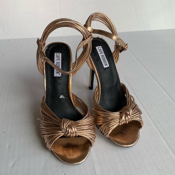 Cape Robbin | Shoes | Cape Robbin Rose Gold Alza Cord Heeled Sandals ...